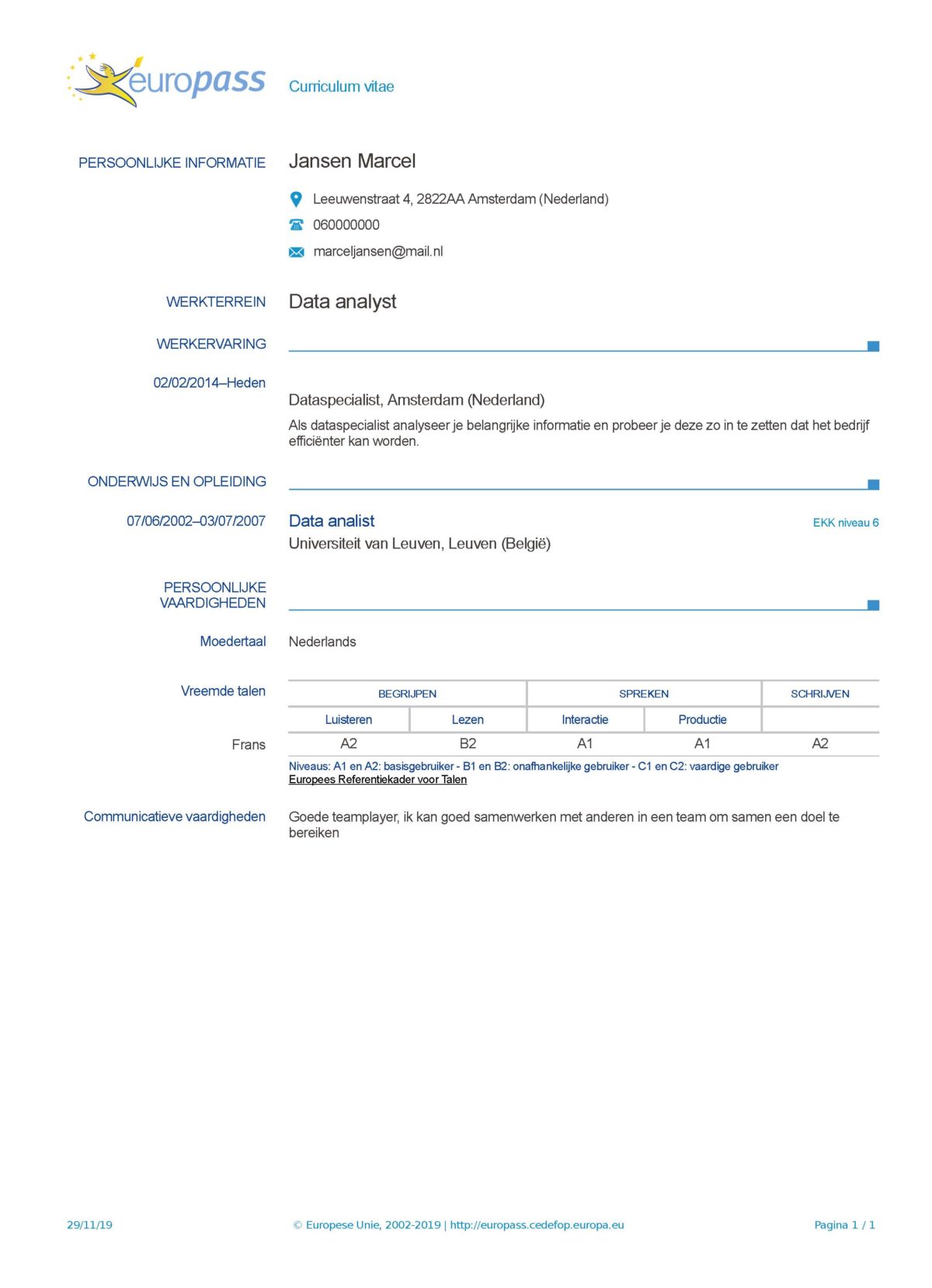 Europass CV nodig? Bekijk de opties en maak hem online.