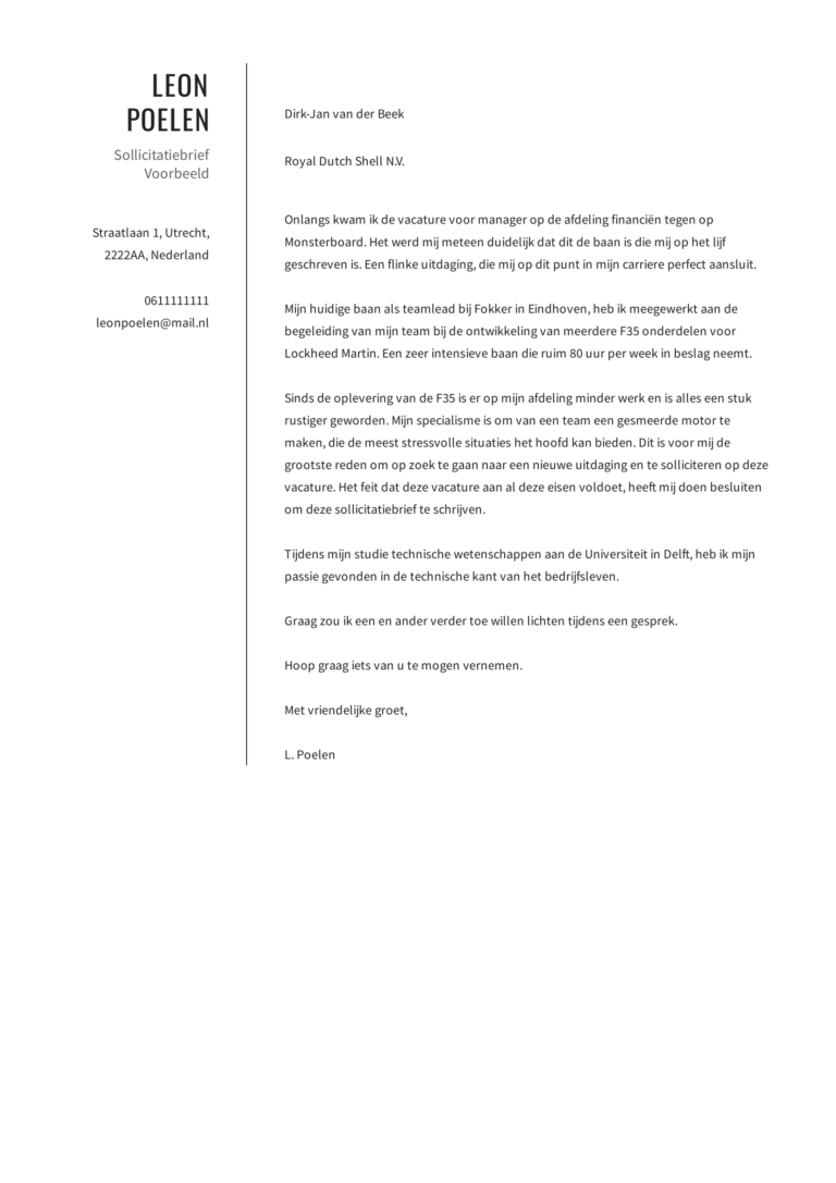 Sollicitatiebrief Voorbeeld - 15+ Gratis Sollicitatiebrieven in PDF en Word