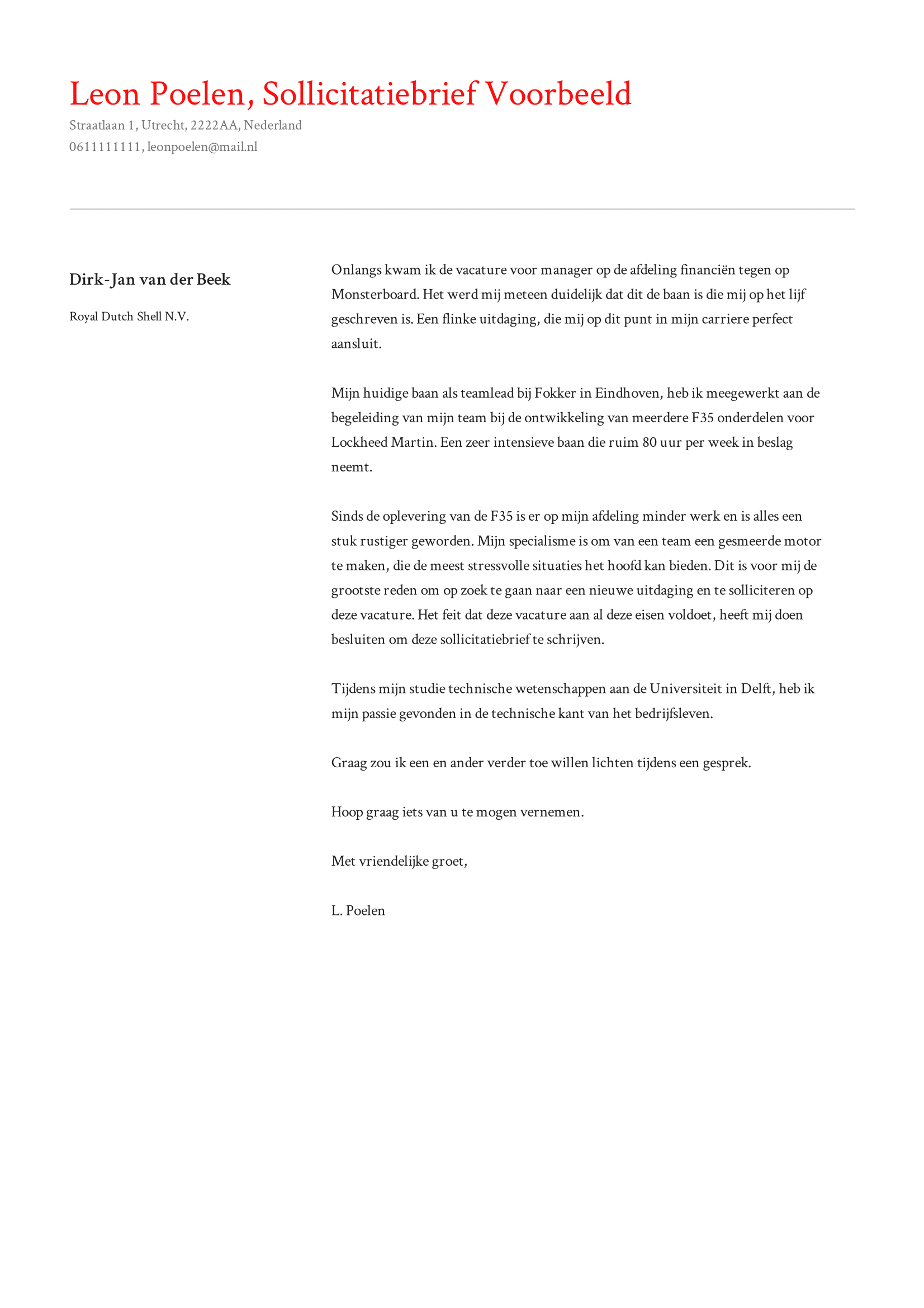 Sollicitatiebrief Voorbeeld - 15+ Gratis Sollicitatiebrieven in PDF en Word